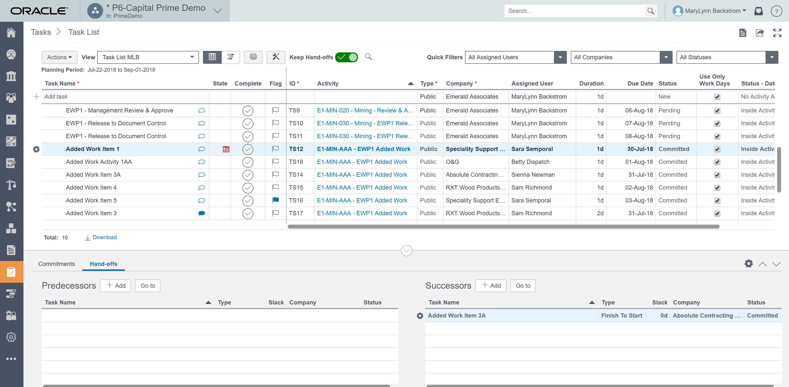 Oracle Prime Lean Scheduling