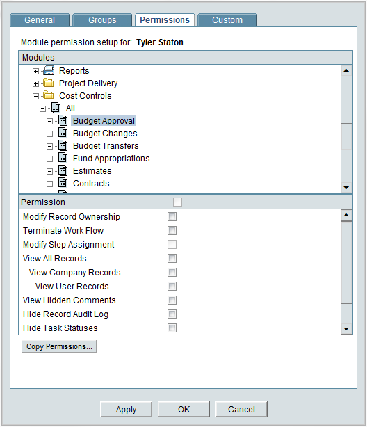 User Permissions in Primavera Unifier